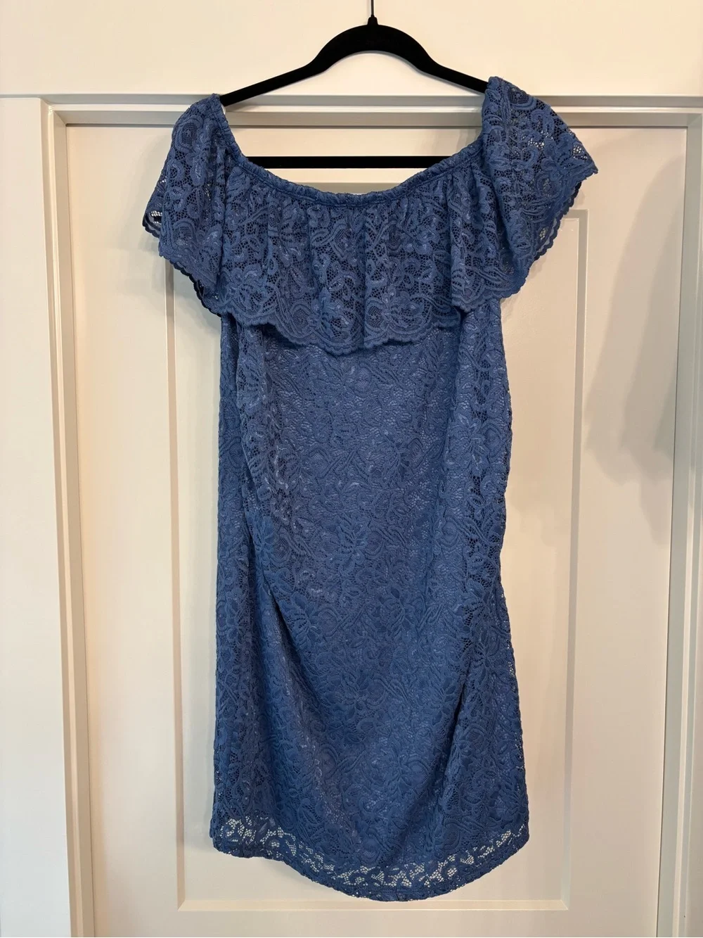 Pinkblush | Dresses | Pinkblush Blue Lace Offshoulder Maternity Dress ...